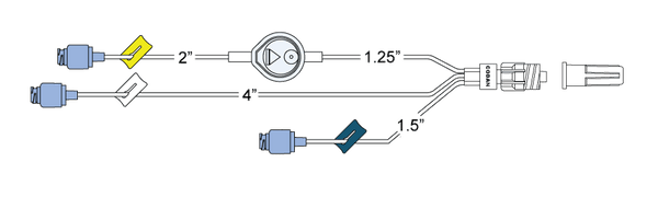 CODAN Trifurcated MiniBore Extension Set, (3) swabable valves, (3) col – Medute